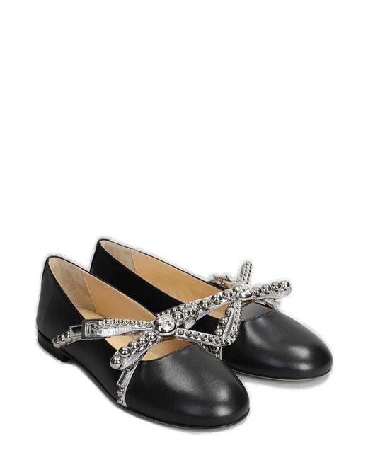 Mach & Mach Stud-Embellished Round Toe Ballet Flats in Black | Lyst