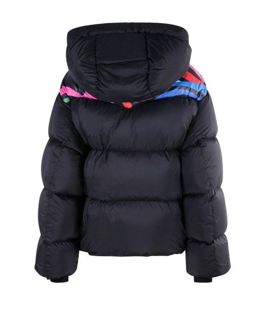 Emilio Pucci Onde-Panelled Zipped Hooded Puffer Jacket in Blue | Lyst