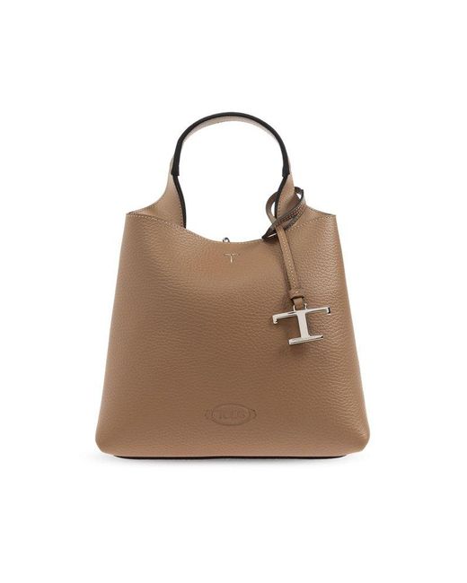 Tod's T Timeless Mini Bucket Bag in Brown | Lyst