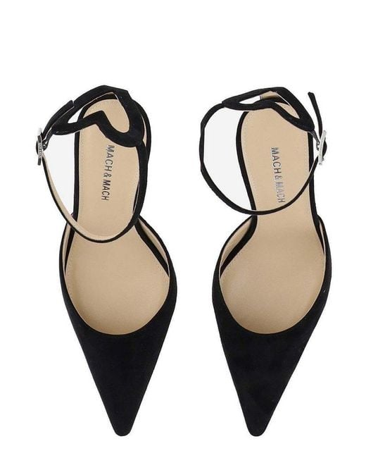 Mach & Mach Heart Detailed Pointed Toe Pumps in Black | Lyst