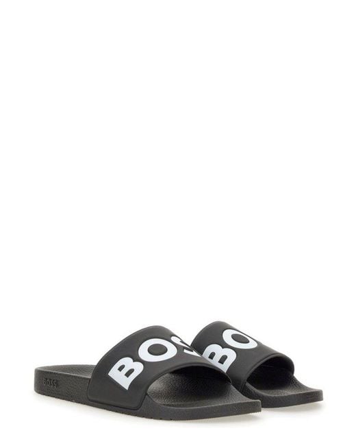 BOSS Aryeh Open Toe Slip-On Slides in Black for Men | Lyst UK