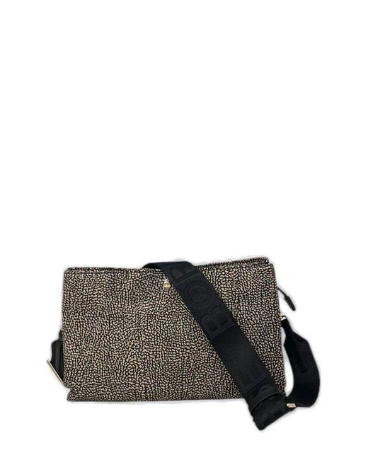 Borbonese Small Denim Zipped Crossbody Bag in Gray | Lyst