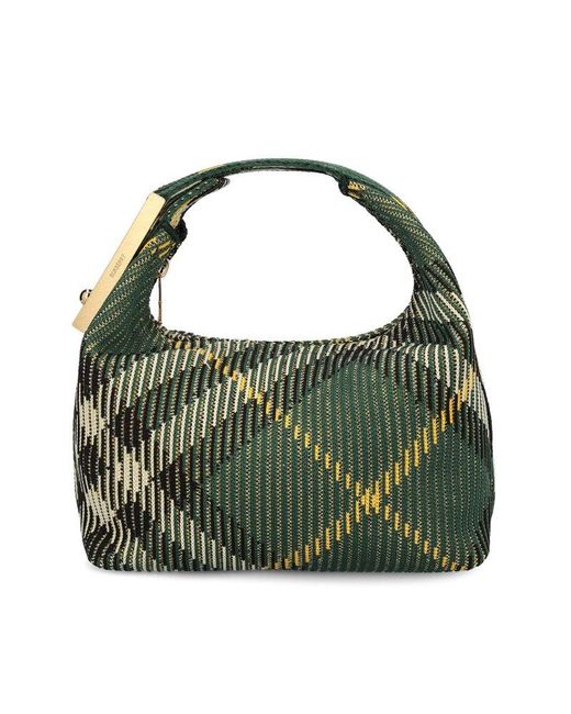 Burberry Medium Peg Check-Pattern Shoulder Bag in Green | Lyst UK