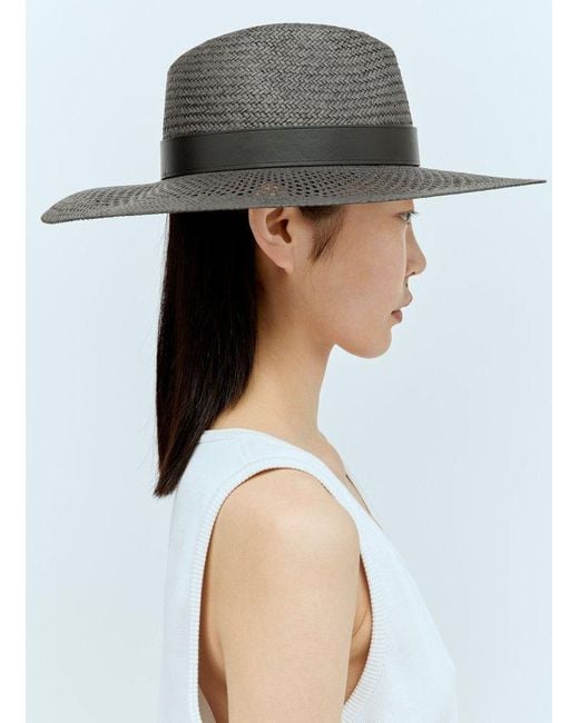 Max Mara Paper Yarn Wide-Brim Hat in Gray | Lyst