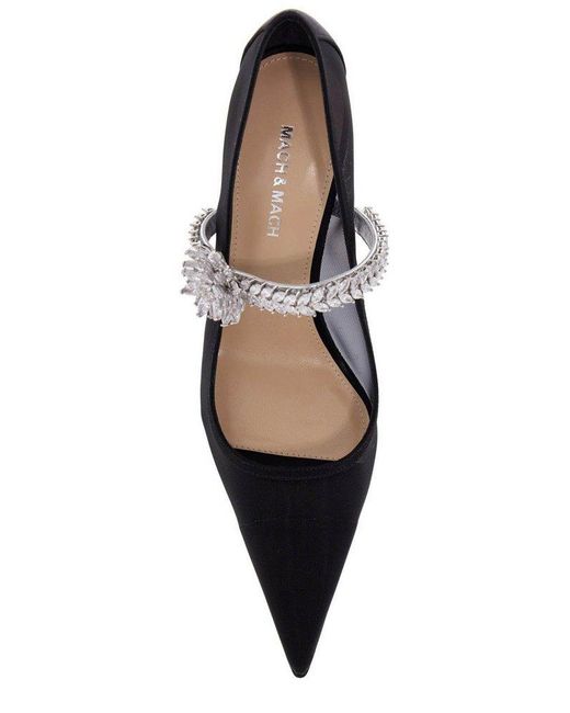 Mach & Mach Lotus Flower Mesh Pumps in Black | Lyst