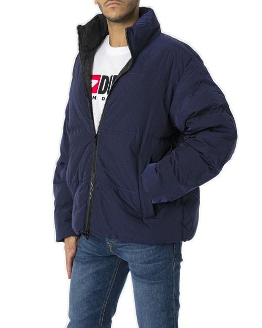 DIESEL W-raveel Straight Hem Zip-up Jacket in Blue for Men | Lyst