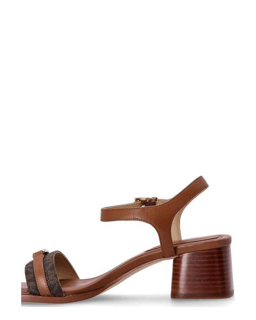 Michael Kors Mandy Signature Logo Sandals in Brown | Lyst