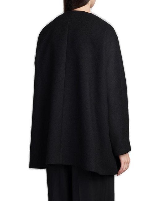 Theory Cape Back Melton Coat in Black | Lyst Theory Cape Back Melton Coat in Black | Lyst