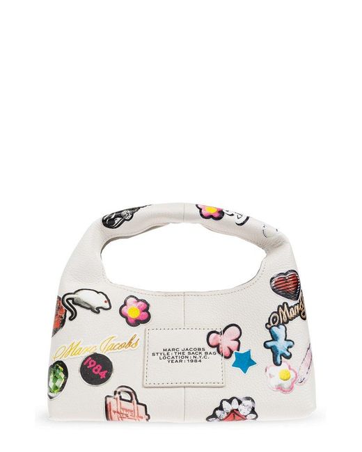 Marc Jacobs The Sticker Top Handle Mini Sack Bag in White | Lyst