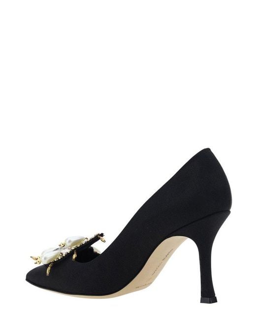 Manolo Blahnik Orientalia Pointed Toe Pumps in Black | Lyst