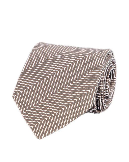 Tom Ford Herringbone Pattern Tie in White for Men | Lyst UK
