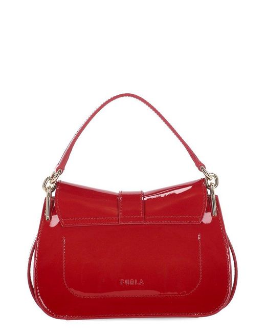Furla Logo Plaque Mini Top Handle Bag in Red | Lyst