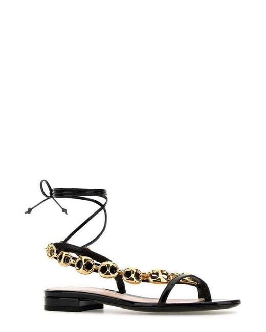 Gucci Chain Detailed Sandals in Black | Lyst