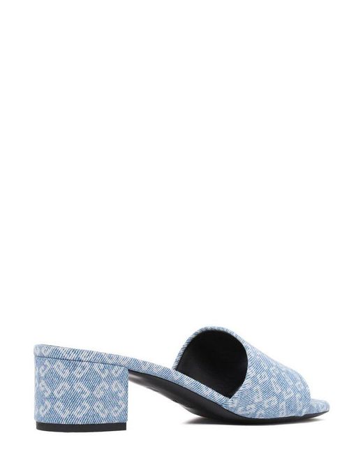 Givenchy 4G Block Heel Denim Mules in White | Lyst