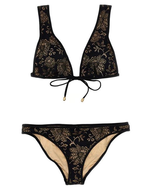 Zimmermann Tallow Lace Tri Bikini Set in Black | Lyst UK