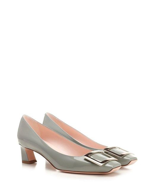 Roger Vivier Trumpet Squared Toe Pumps in Green | Lyst
