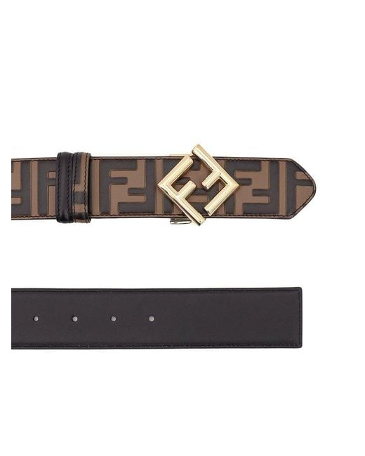 Fendi Ff Diamonds Buckled Reversible Belt in Gray | Lyst