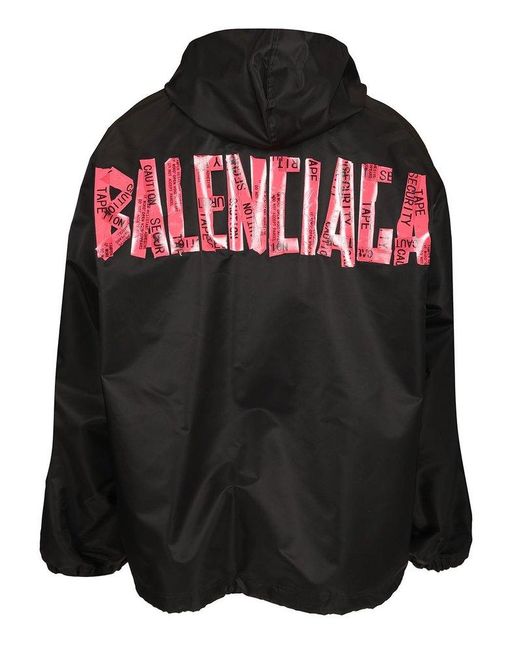 Balenciaga Logo-Tape Windbreaker Jacket in Black for Men | Lyst