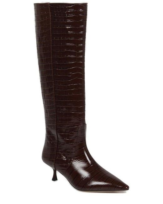 Stuart Weitzman Naomi Embossed Boots in Brown | Lyst