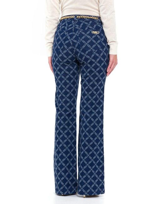 MICHAEL Michael Kors Logo Jacquard Flared Jeans in Blue | Lyst