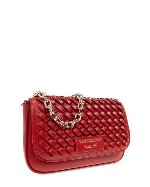 Emporio Armani Interwoven Mini Shoulder Bag in Red | Lyst