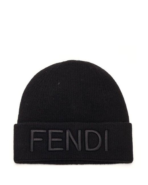 Fendi Log Hat in Black for Men | Lyst