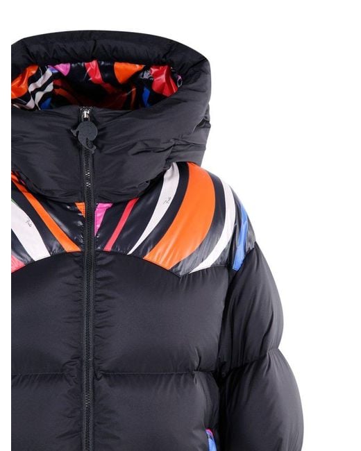 Emilio Pucci Onde-Panelled Zipped Hooded Puffer Jacket in Blue | Lyst