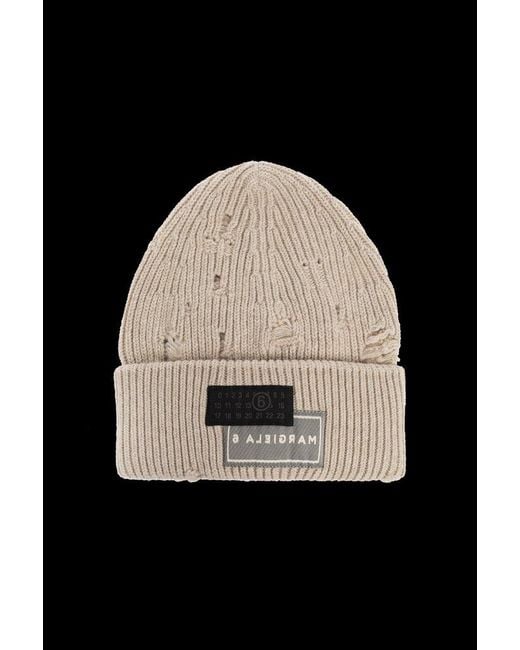 MM6 by Maison Martin Margiela Logo Patch Beanie in Black for Men | Lyst UK