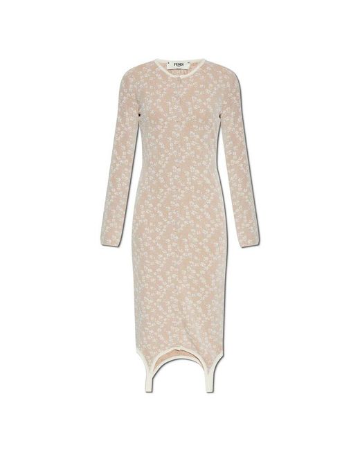Fendi Dress With Floral Pattern in White | Lyst UK