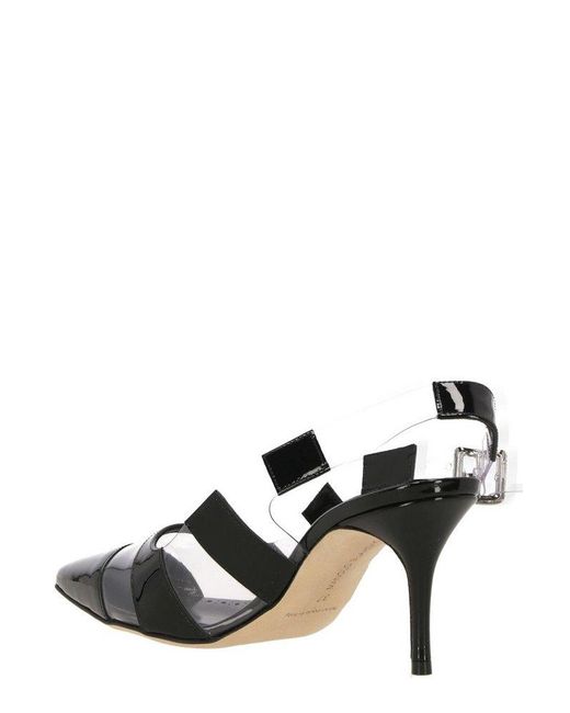 Manolo Blahnik Uxra Pointed-Toe Slingback Pumps in Black | Lyst