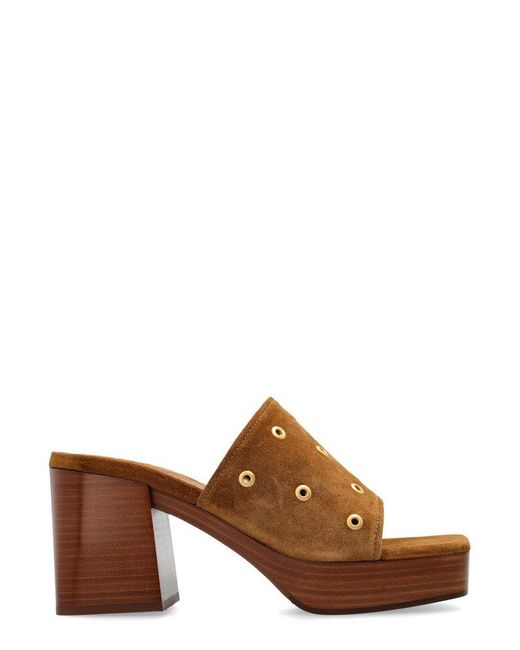 Gianvito Rossi Studded Platform Mules in Brown | Lyst