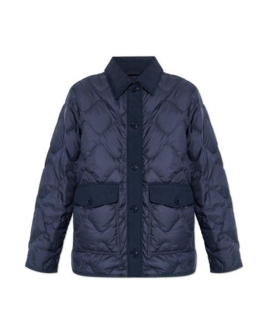 Woolrich Quilted Jacket With Embroidered Logo in Blue | Lyst