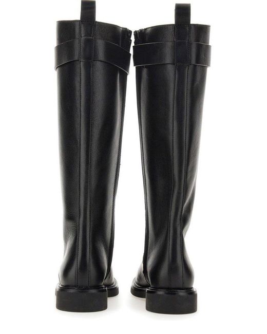 Tory Burch Double T Round-Toe Knee-High Boots in Black | Lyst