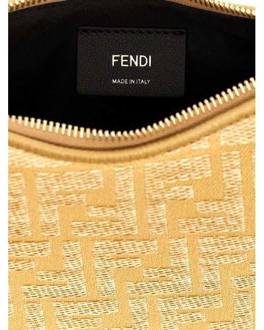 Fendi Graphy Logo Lettering Mini Hobo Bag in Metallic | Lyst
