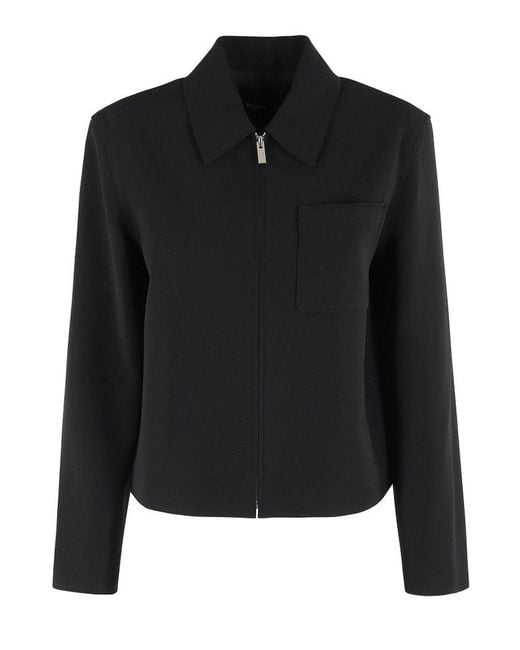 Theory Zip-Up Cropped Jacket in Black | Lyst