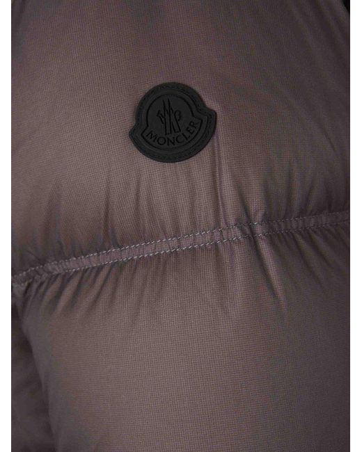 Moncler Quilted Logo Jacket in Brown for Men | Lyst