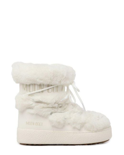 Moon Boot Ltrack Tube Faux-Fur Boots in White | Lyst