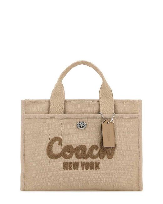COACH Logo Flocked Tote Bag in Natural | Lyst