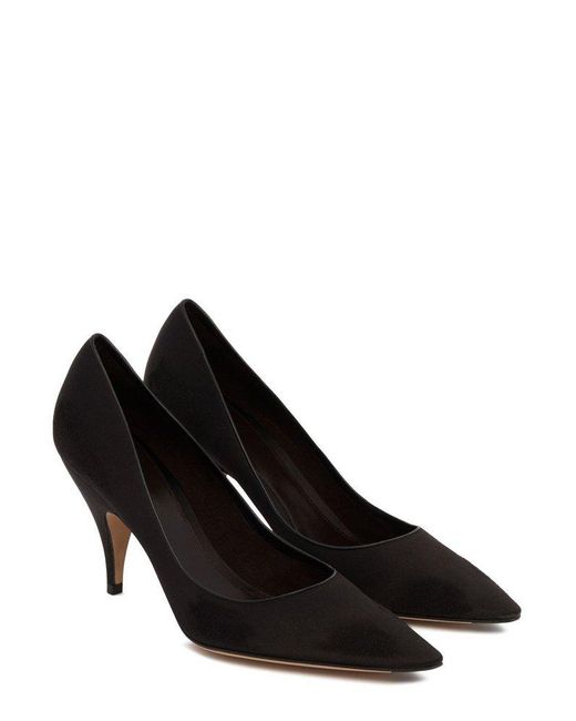 The Row Satin Liisa Pumps in Black | Lyst
