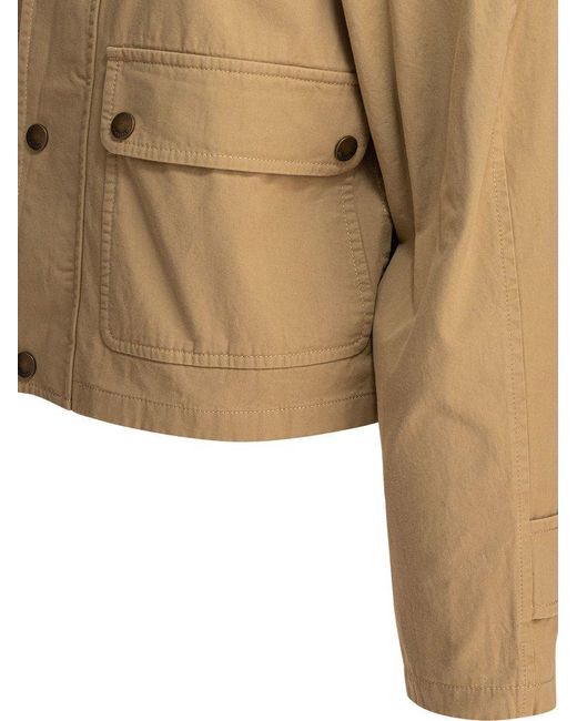 Burberry Press-Stud Cropped Jacket in Blue | Lyst