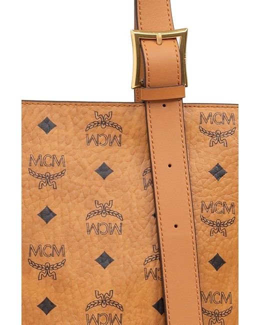 MCM Logo-Printed Tote Bag in Orange | Lyst