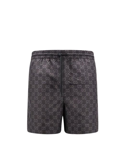 Gucci Gg Nylon Jacquard Swim Trunks in Gray for Men | Lyst