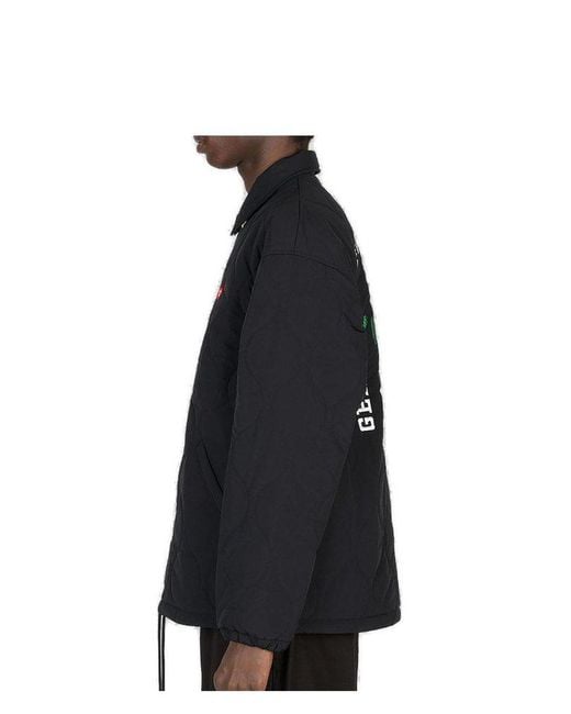 Human Made Logo Embroidered Quilted Jacket in Black for Men | Lyst