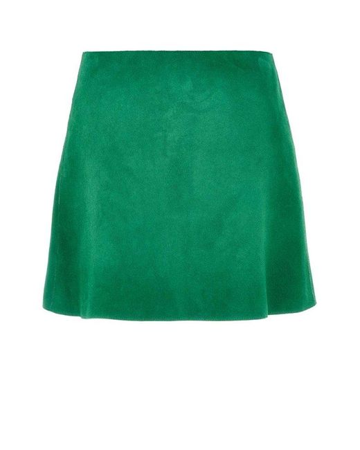 Prada Logo-Stamp Mini Skirt in Green | Lyst UK