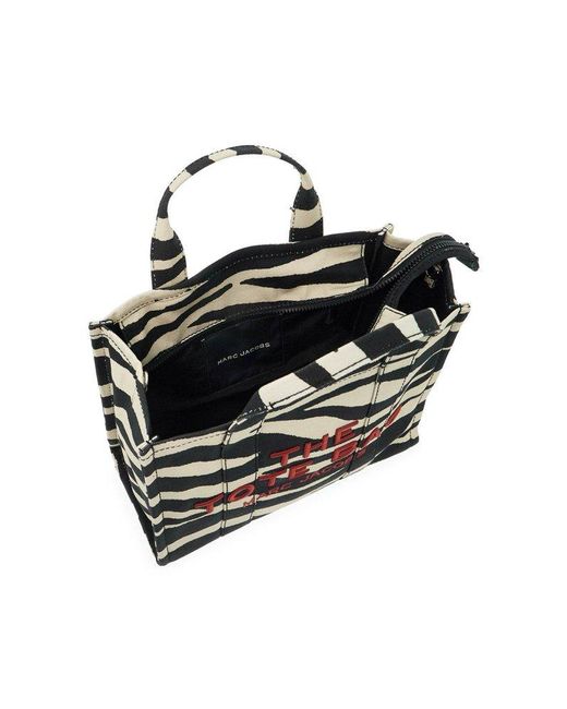 Marc Jacobs The Zebra Canvas Medium Tote Bag in Black | Lyst