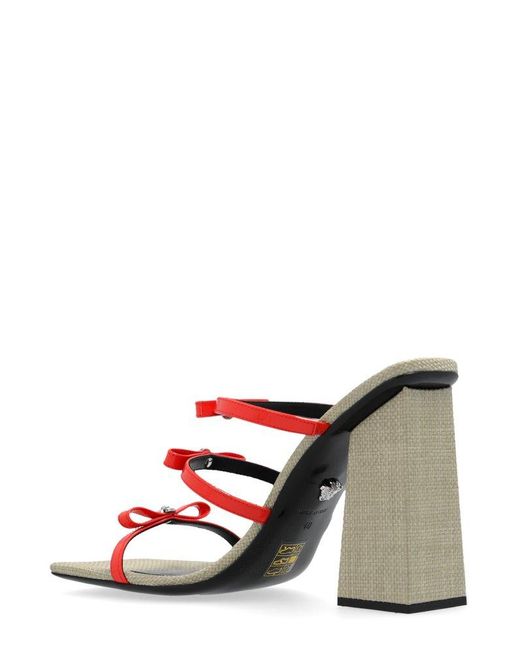 Versace Gianni Ribbon Square-toe Sandals in White | Lyst