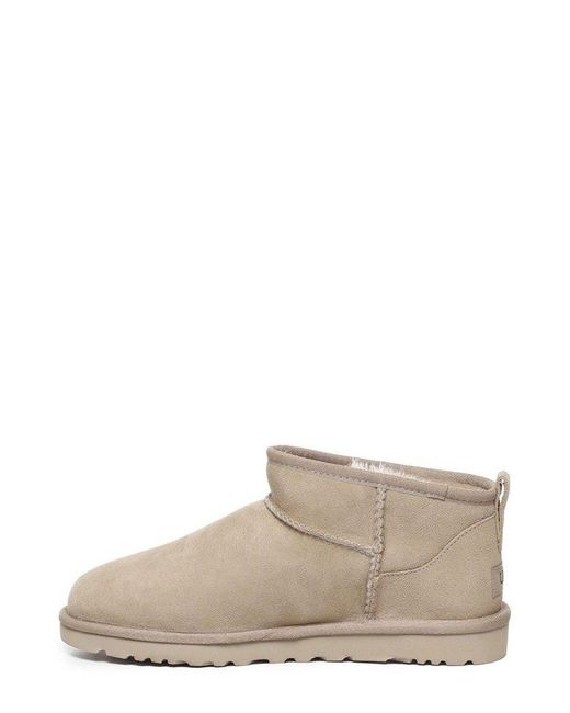UGG Classic Ultra Mini Logo-Patch Suede And Shearling Ankle Boots in ...