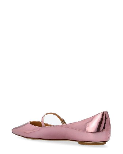 Stuart Weitzman Emilia Mary Jane Pointed Toe Flats in Pink | Lyst