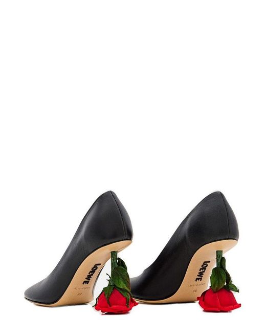 Loewe Rose Heel Square Toe Pumps in Black | Lyst