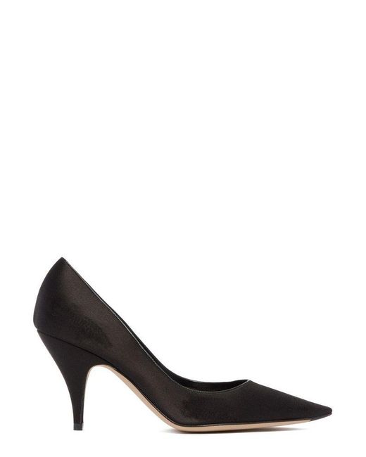 The Row Satin Liisa Pumps in Black | Lyst